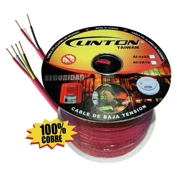 Electrónica: CABLE P/ALARMA DE INCENDIO "LINTON" 4X22AWG FPL SOLIDO 300 ...